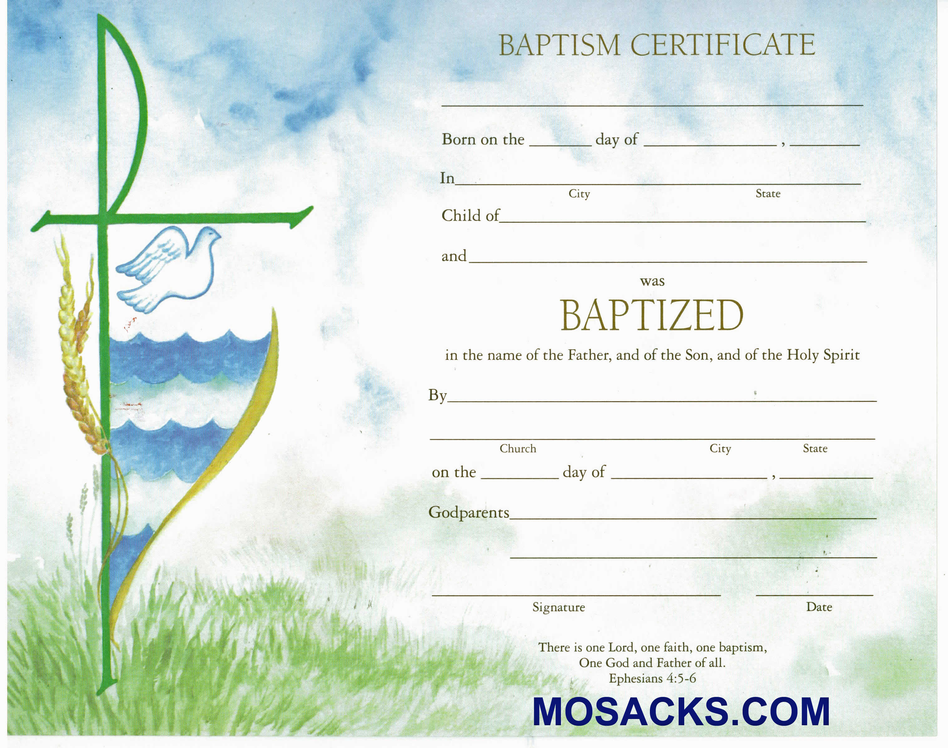 Printable Baptismal Certificate