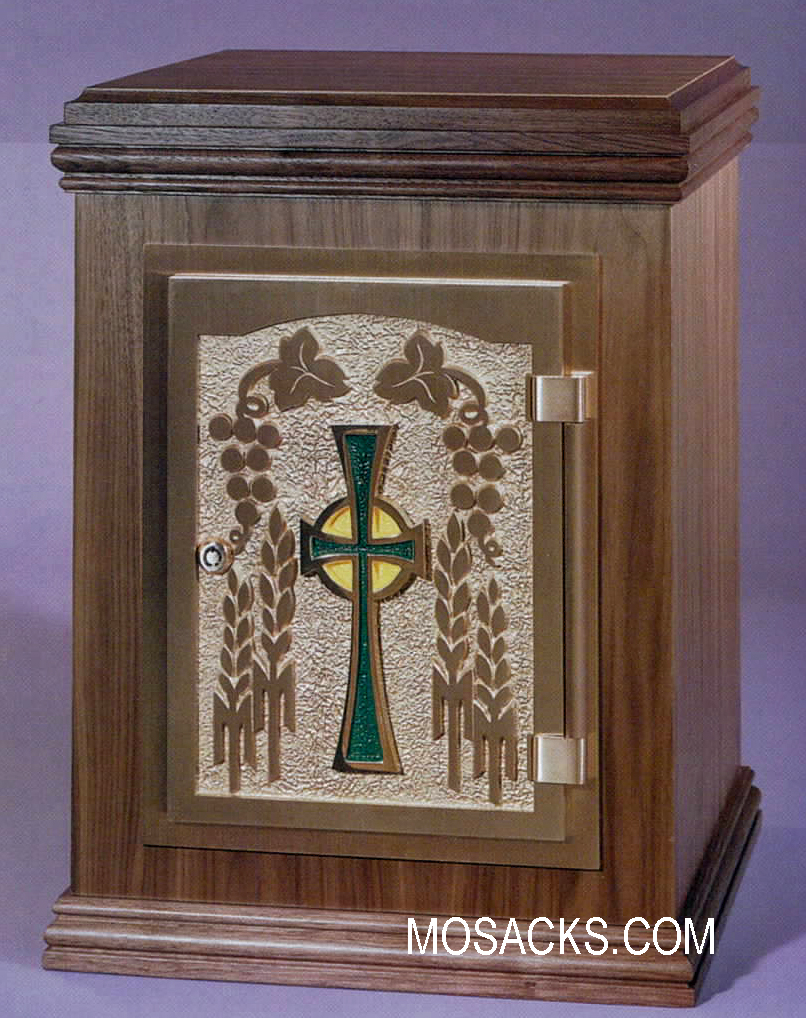 Tabernacle w/Walnut Case & Emerald Cross 36TAB50-WE